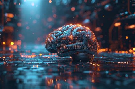 A Futuristic Model Of The Human Brain Connected To A Digital Network