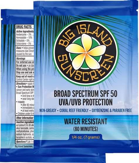 Big Island Sunscreen Single Use Sunscreen Lotion Packets