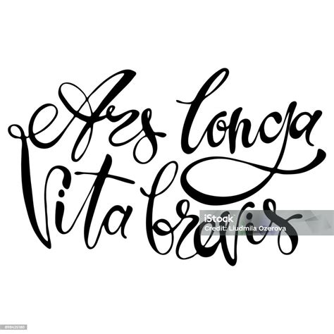 손으로 그린 벡터 글자 직접 Ars Longa 비 타 Brevis 단어 벡터 일러스트 레이 션을 격리 현대 서 예를 손으로 엽서 포스터 지문 인사말 카드에 대 한 비문 검은