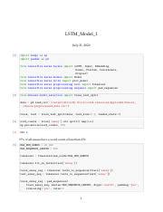 Lstm Model Pdf Lstm Model July Import Numpy As Np