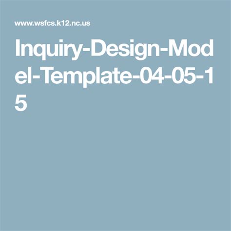 Inquiry Design Model Template