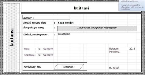 Format Kwitansi Excel Yang Bisa Diedit Soal Sekolah Riset