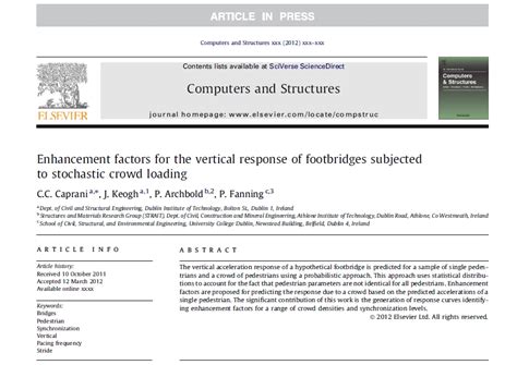 Journal Paper Published Footbridge Vibration