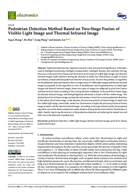 pdf pedestrian detection method based on two stage fusion of visible