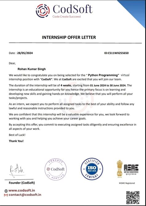 Rohan Kumar Singh On Linkedin Codso Pythonprogramming Internship