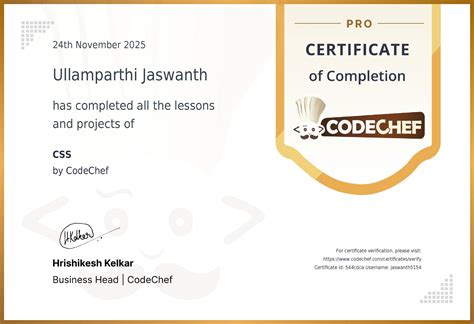 User Certificate Codechef