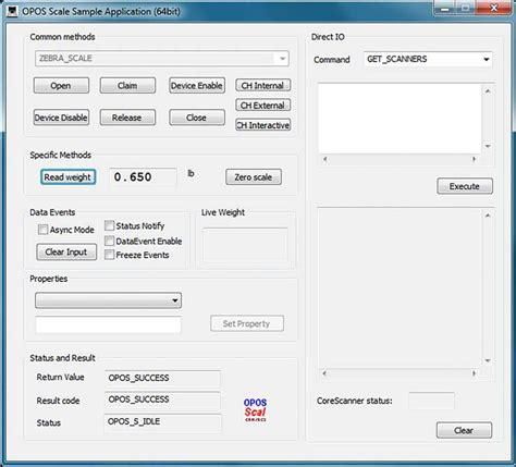 Scanner OPOS Driver Scale Sample Application Zebra Technologies