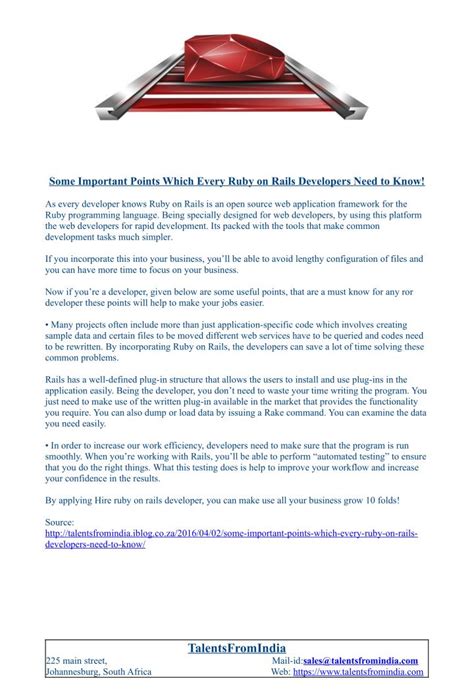 Ppt Some Important Points Which Every Ruby On Rails Developers Need