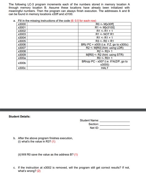 Solved The Following Lc 3 Program Increments Each Of The