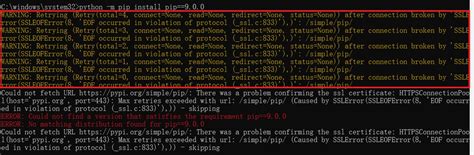 Solve Python Pip Installation Error Retrying Retry Total Connect None Read None After