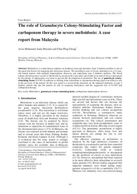 Pdf The Role Of Granulocyte Colony Stimulating Factor G Csf In The