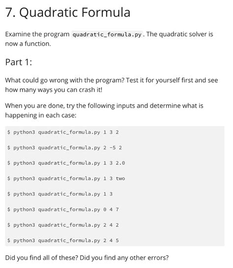 Solved 7 Quadratic Formula Examine The Program