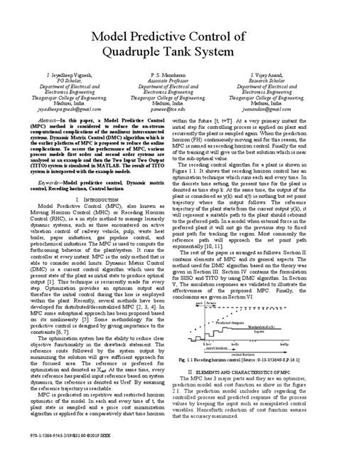2019 Model Predictive Control Of Quadruple Tank System Pdf