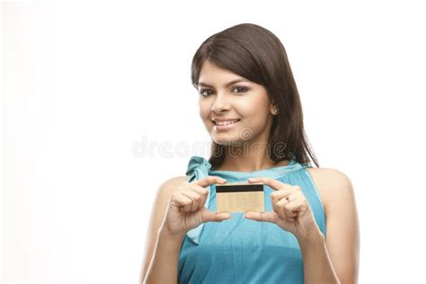 Female With Her Credit Card Stock Image Image Of Frills Choices 8090981