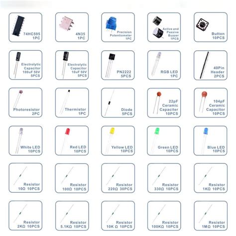 2pcs Electronics Component Basic Starter Kit With Precision Potentiometer Buzzer Capacitor