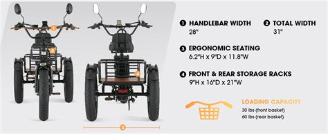 Skeri Electric Tricycle For Adults 750wpeak 1350w Motor