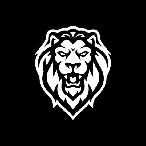 어두운 배경에 사나운 사자 마스코트 로고 디자인 프리미엄 벡터