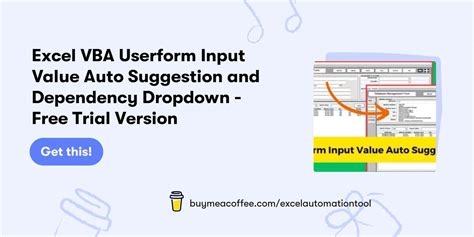 Excel Vba Userform Input Value Auto Suggestion And Dependency Dropdown Free Trial Version