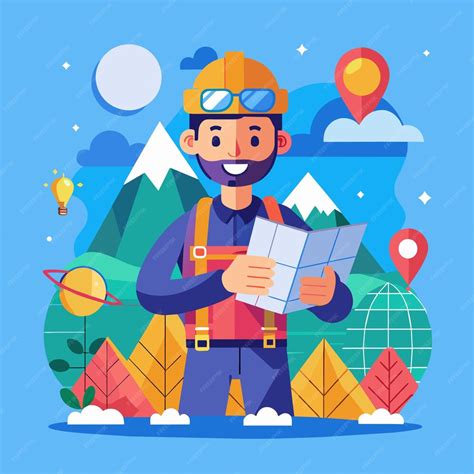 Ilustração De Vetor De Estilo Plano De Um Personagem Cartógrafo Vetor