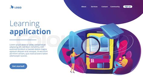 Mobile Learning Concept Landing Page Stock Vector Colourbox