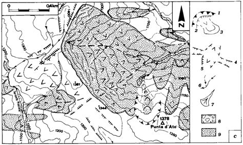 C Geomorphologic Map Key 1 Old Landslide Scarp 2 Recent