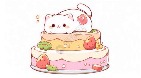 点燃蜡烛美味的卡通生日蛋糕插画图片下载 正版图片402535374 摄图网