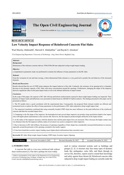 Pdf Low Velocity Impact Response Of Reinforced Concrete Flat Slabs