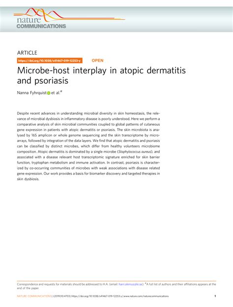 Pdf Microbe Host Interplay In Atopic Dermatitis And Psoriasis