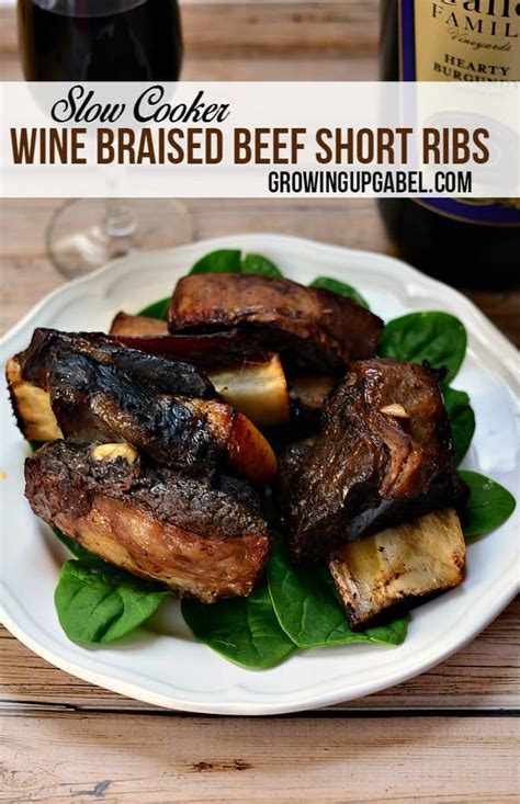 Wine Braised Slow Cooker Beef Short Ribs
