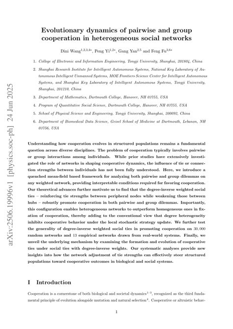 Pdf Evolutionary Dynamics Of Pairwise And Group Cooperation In Heterogeneous Social Networks
