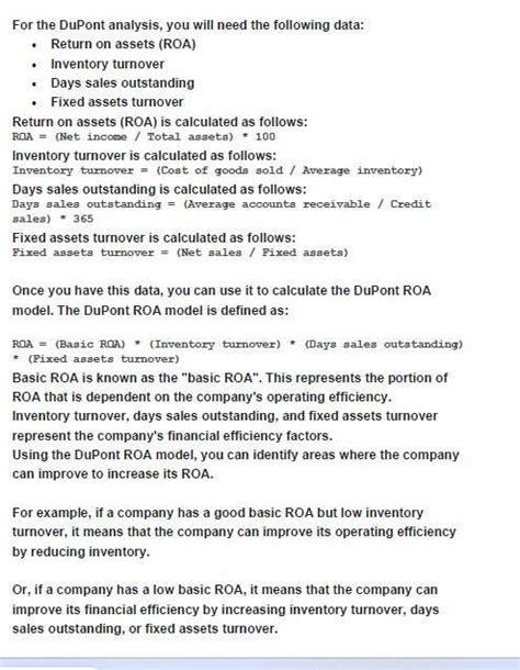 Entry 27 By Magedatya For Financial Analysis Ratios Du Point