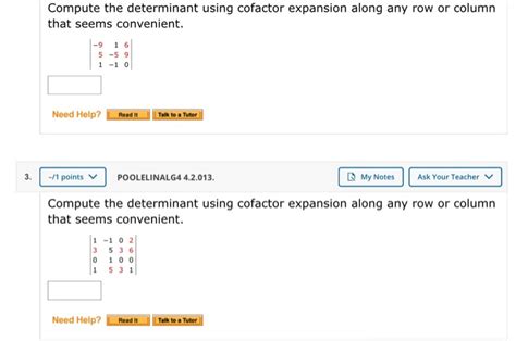 Solved Compute The Determinant Using Cofactor Expansion