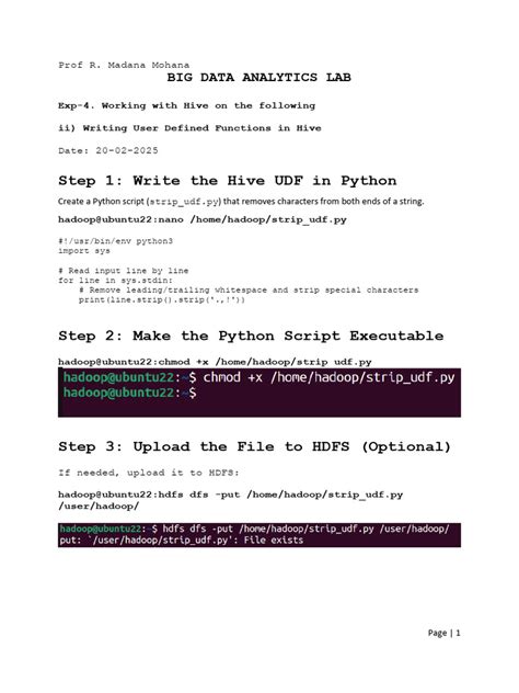 Exp 4ii Hive Udf Executed Steps 20 02 2025 Pdf