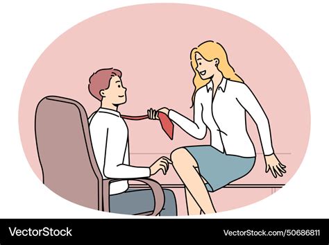 Businesswoman Seduce Male Employee In Office Vector Image