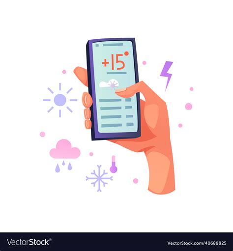 Mobile Application Weather Forecast In Person Hand