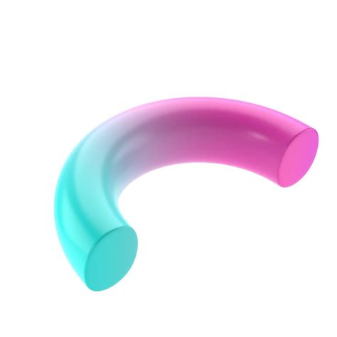 Premium Psd 3d Object Shape Semidonut Geometric Metal Realistic Glossy Turquoise And Lilac