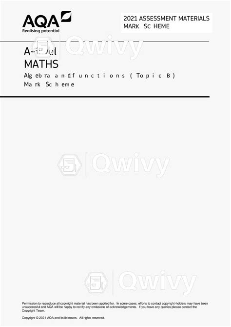 AQA A Level MATHS Algebra Functions Topic B QP And MARK SCHEME June In Functions