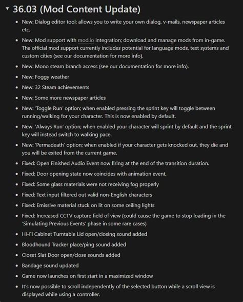 The Experimental Branch Has The Mod Update Full Release Is Expected For 13th December R