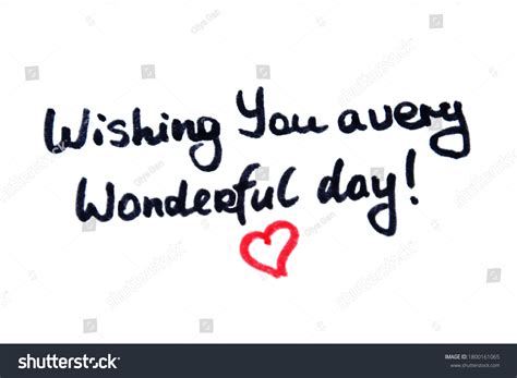 Wishing You Very Wonderful Day Handwritten Stock Illustration