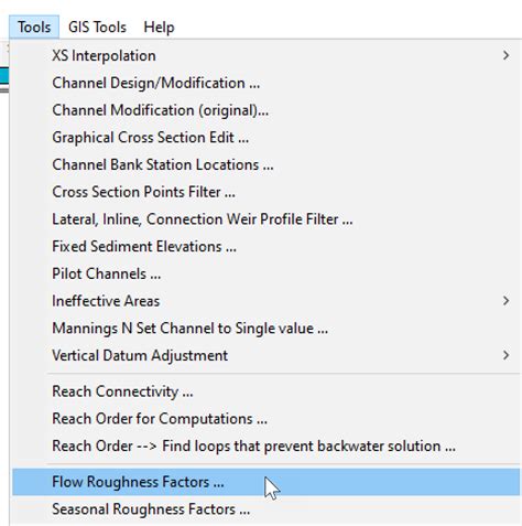 Flow Roughness Factor Curves In Calibration Regions