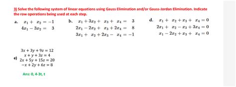 Solved 3 Solve The Following System Of Linear Equations