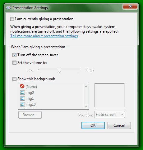 Turn On Or Off Presentation Settings In Windows Or