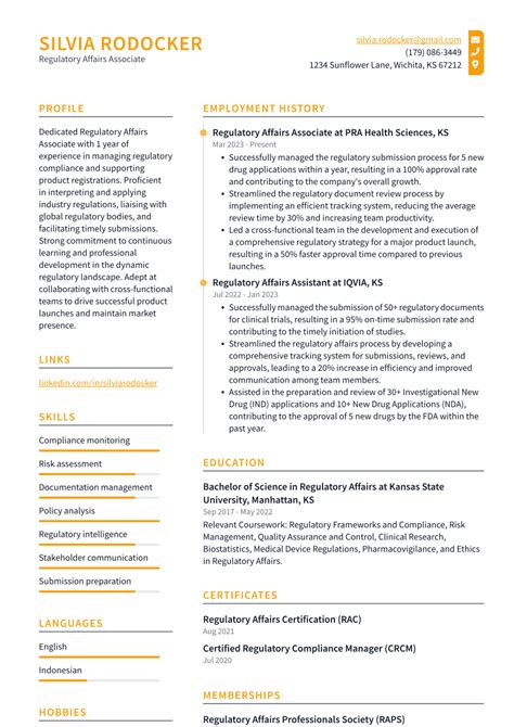 Top 17 Regulatory Affairs Associate Resume Objective Examples