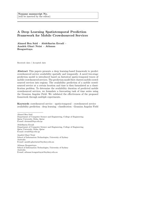 Pdf A Deep Learning Spatiotemporal Prediction Framework For Mobile