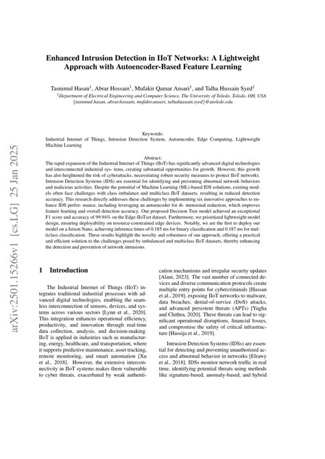 Pdf Enhanced Intrusion Detection In Iiot Networks A Lightweight