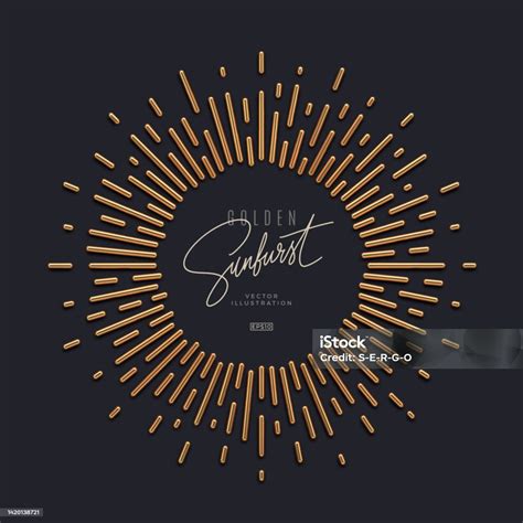 어두운 배경과 복사 공간에 사실적인 금 금속 선버스트 광선 3d 렌더링 벡터 일러스트 레이 션 3차원 형태에 대한 스톡 벡터 아트 및 기타 이미지 Istock