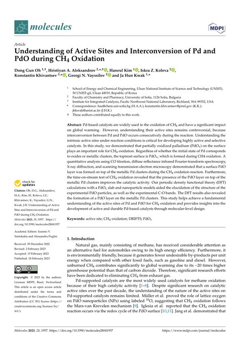 Pdf Understanding Of Active Sites And Interconversion Of Pd And Pdo