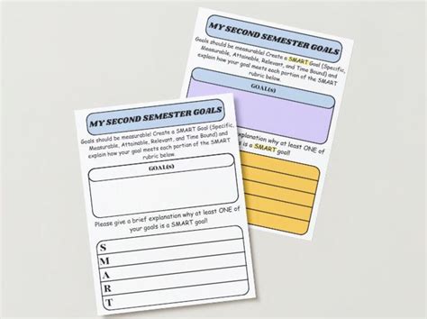 Student Goals Worksheet Etsy