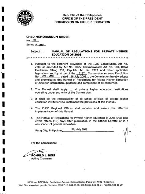 Morphe Ched Memo Order No 40 S 2008 Pdf