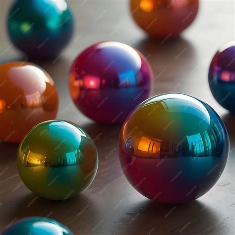 Graceful Floating Liquid Orbs With Vibrant Iridescent Hues In A Mesmerizing Dynamic Color